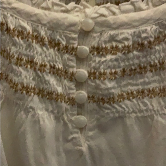 little yellow button | Tops | White And Gold Top | Poshmark